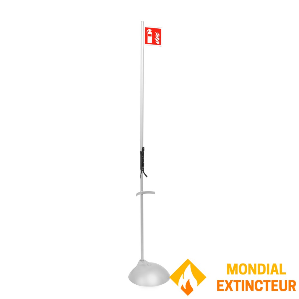 Support sol plastique pour extincteur avec drapeau