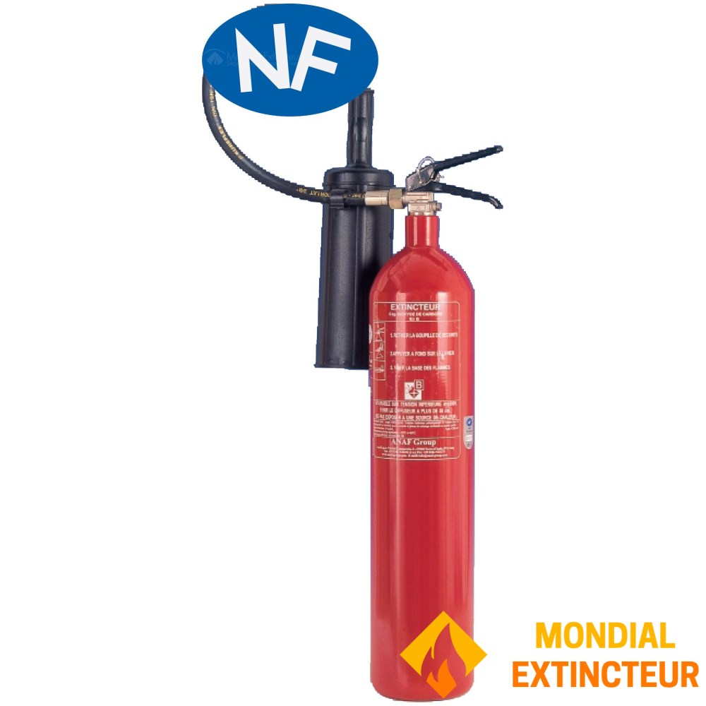 Extincteur CO2 capacité 5 Kg NF & MED avec support de fixation