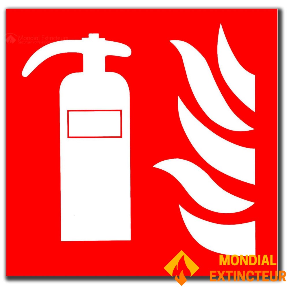 10 Stickers "Panneau pictogramme extincteur" 100 x 100 mm