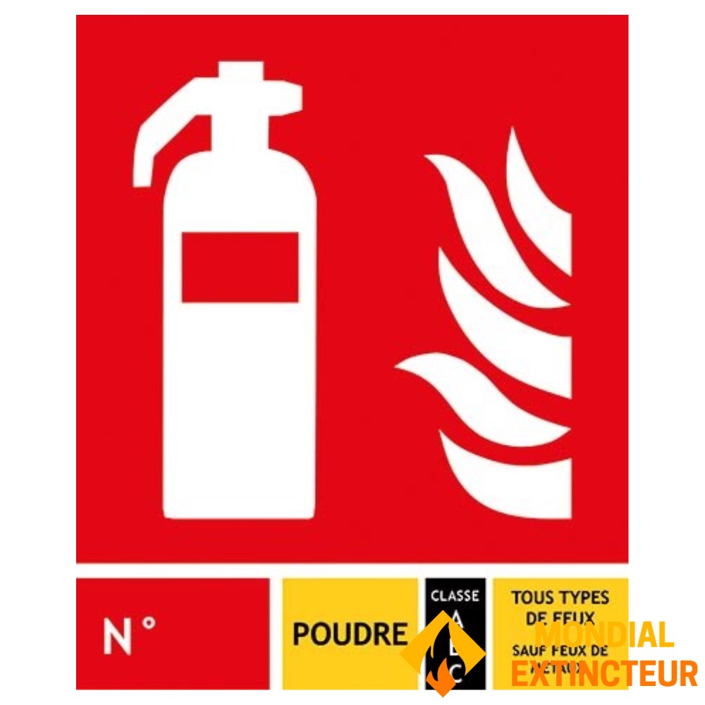 Grand panneau pictogramme extincteur poudre ABC