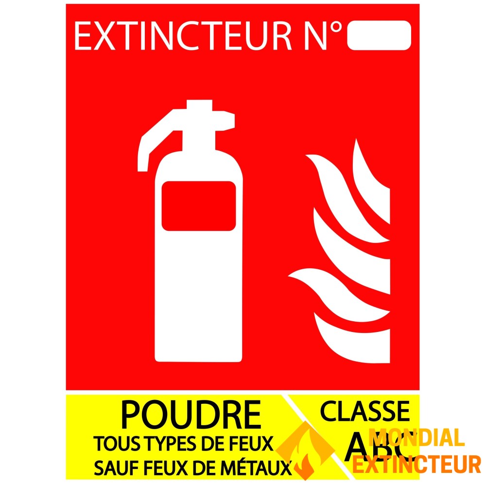 Panneau extincteur poudre ABC 100 x 150 mm