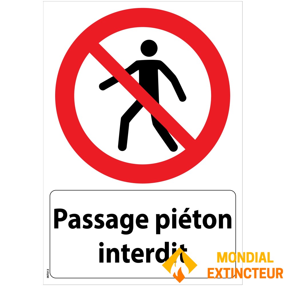 Panneau "Passage piéton interdit" - PVC A4