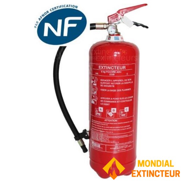Extincteur à poudre ABC 9Kg - NF - Marque Mobiak
