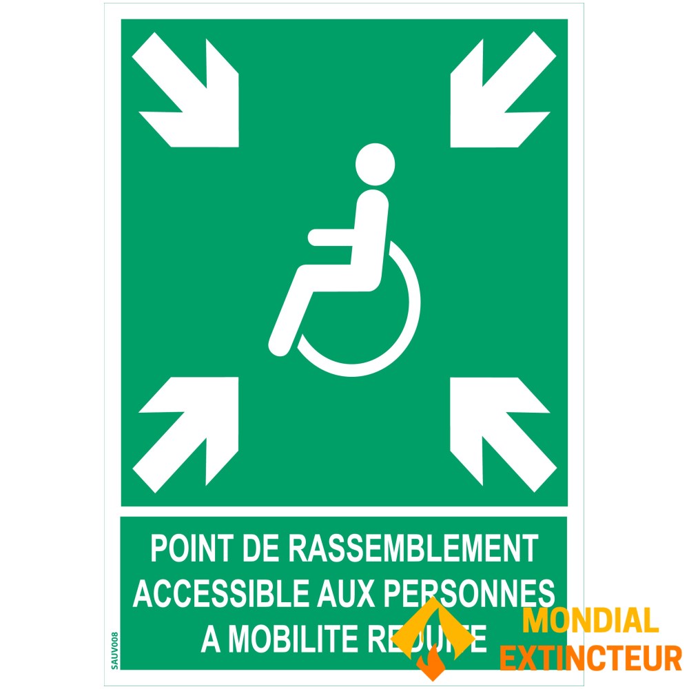 Panneau "Point de rassemblement accessible aux PMR" - PVC A5