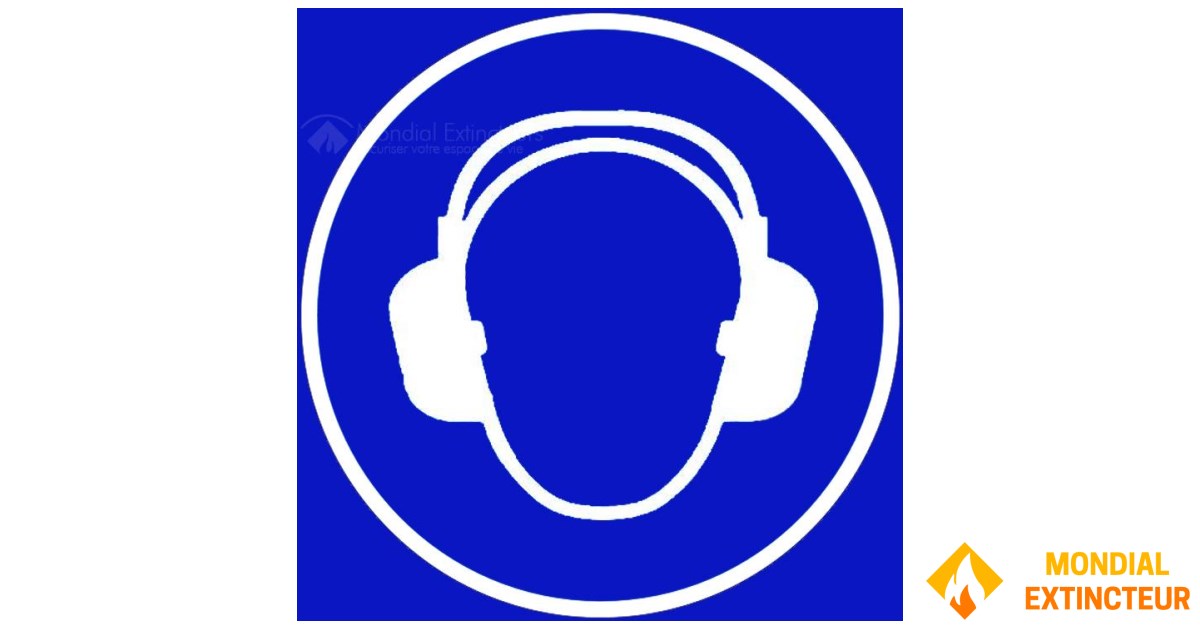 "Mandatory ear muffs" sign - W.200 x H.200 mm
