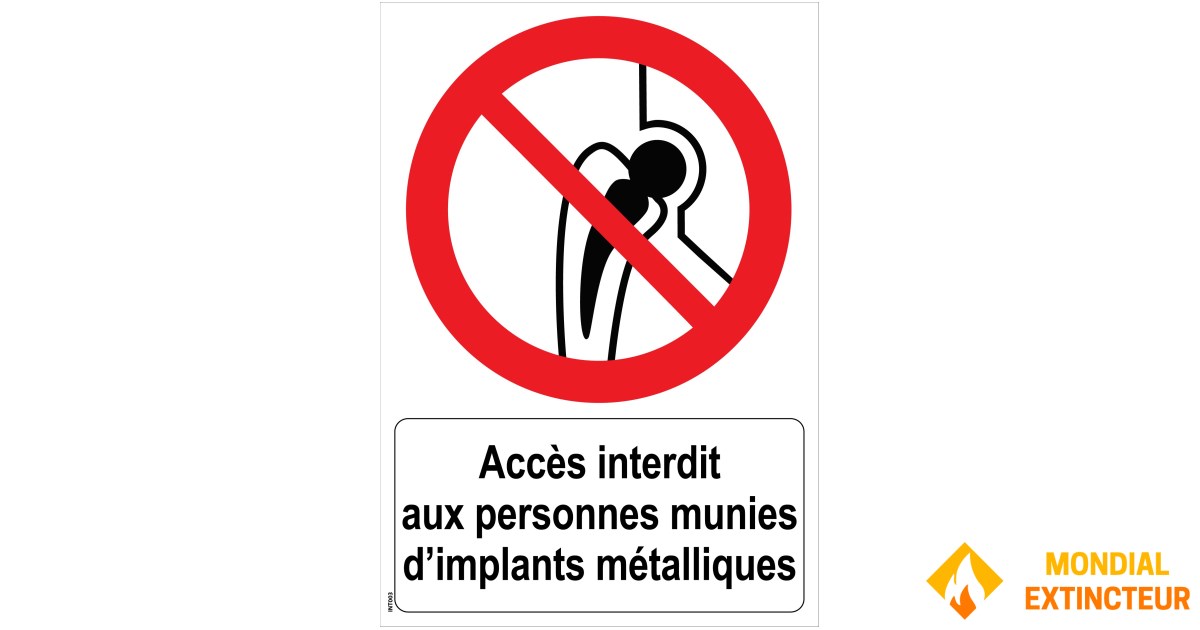 "No metal implants" sign - PVC A4