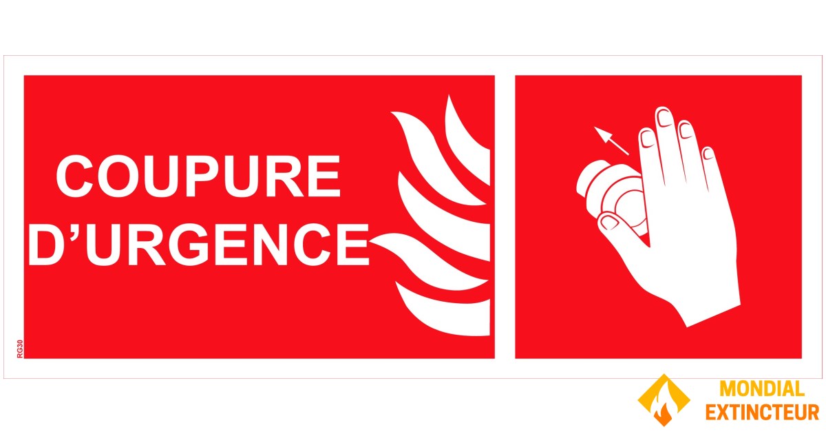 PVC "emergency cut-off" sign - 200x100 mm