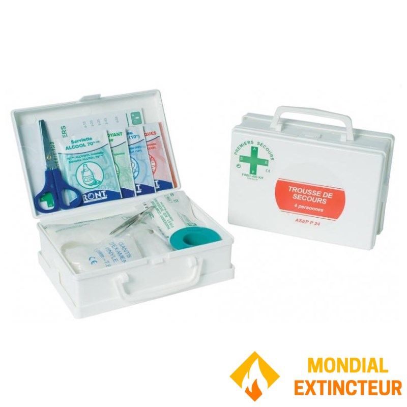 2/4-person first-aid box with carrying handle and wall bracket