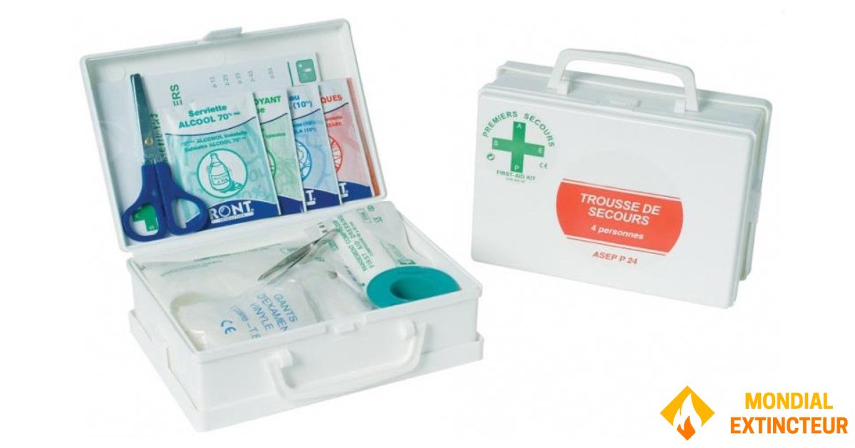 2/4-person first-aid box with carrying handle and wall bracket