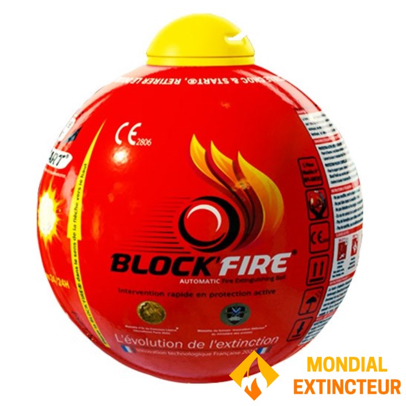 Block Fire fire extinguisher ball - "Shock and Start" system
