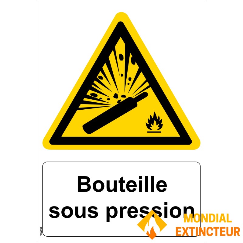 Sign for "pressurised bottles" - A5 format