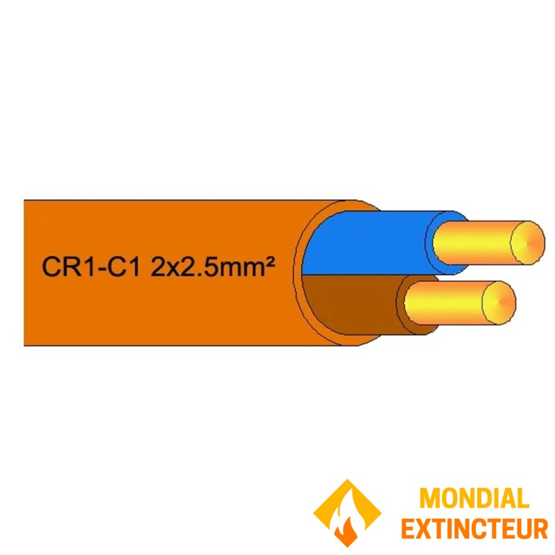 80 mètres de câble électrique résistant au feu - 2X2.5mm2 - CR1-C1