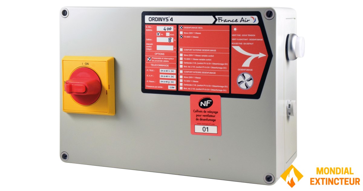 Coffret de relayage pour désenfumage et confort – 43 A