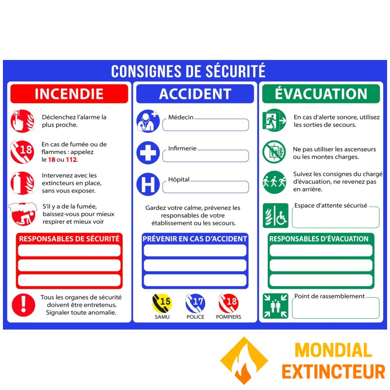 Consignes de sécurité – PVC - A4