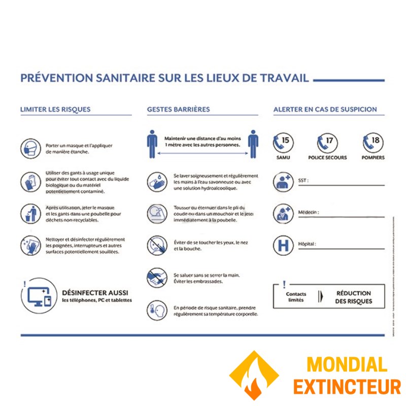 Panneau de prévention sanitaire - COVID - Format A3