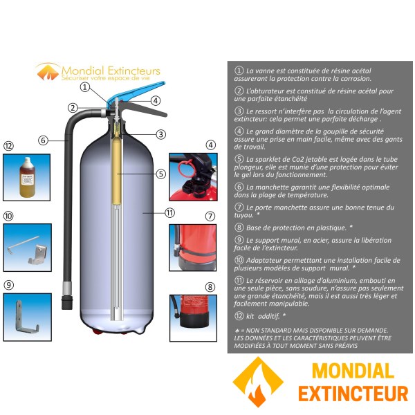 Extinctor cu presiune auxiliară standard francez de 6 litri - Aluminiu ușor